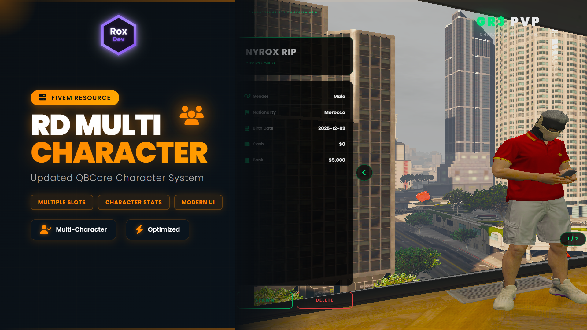 PAID - 🔥 RD Multi Character - Modern UI Edition For RP/PVP (QBCore ...